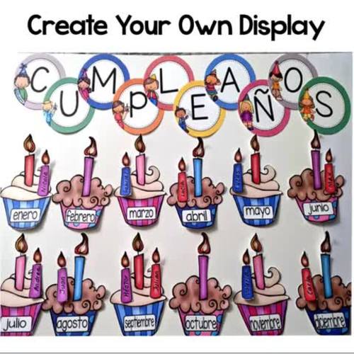 Birthday Display l Editable Birthday Display in Spanish l Polka Dot