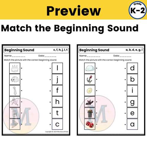 126 Beginning Sound Worksheets by Montessori Pulse | TPT