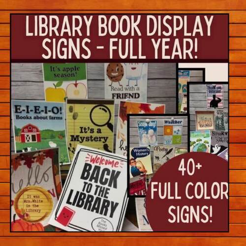 Library Book Display Signs Seasonal Themes Printable Classroom Decor ...