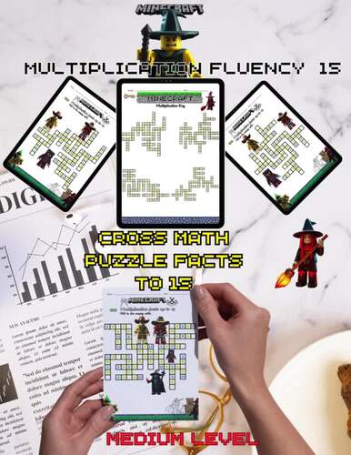 Multiplication Facts up to 15 Part#2-Minecraft Cross Math Puzzle