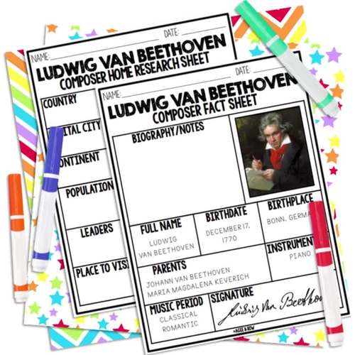 Ludwig Van Beethoven Composer Study | Classical Music Activities
