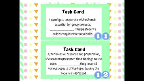 Transition Words and Phrases Task Cards Middle and High School | TPT