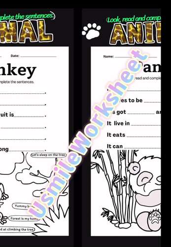 Animal Fact Files by USmileWorksheet | TPT
