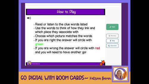 Boom™ Cards with audio: Word Associations- Animals by Katrina Bevan