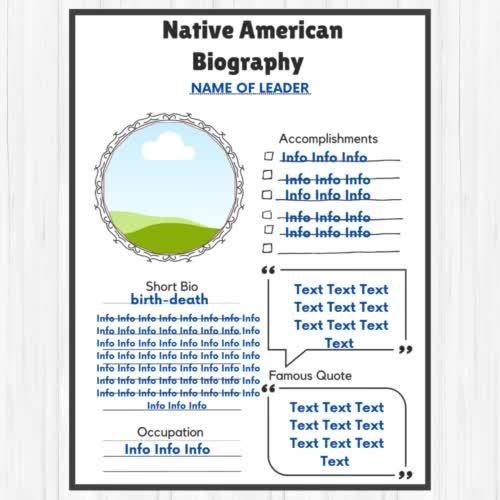 biography template|Notable Native American Heritage|Biography Graphic ...