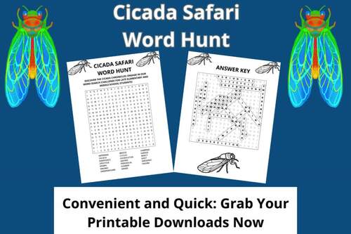 Cicadas Word Search- Chirping Cicadas: A Word Search Adventure. For 5th ...