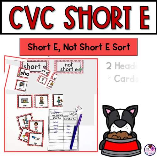 CVC Words with Short Vowel E - Phonics Worksheets and Centers | TPT
