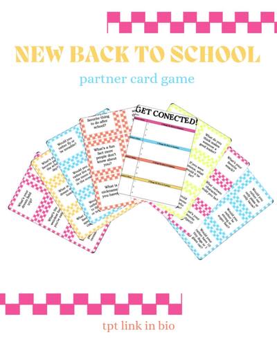Get Connected!-BACK TO SCHOOL- Partner Card Game by Whitney Tay | TPT