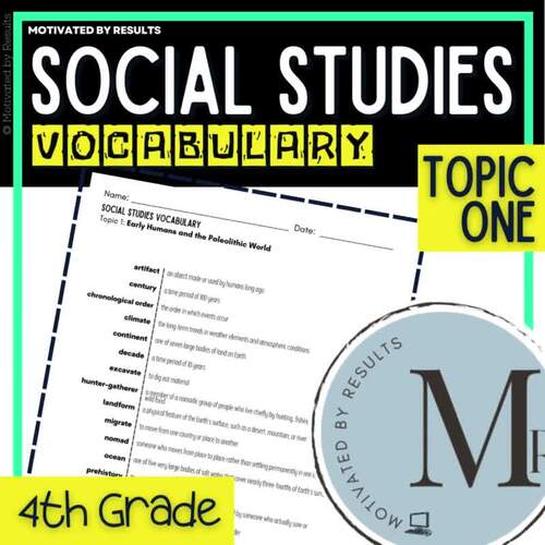 Social Studies Word Wall 4th Grade - Vocabulary Cards TOPIC 1 | TPT