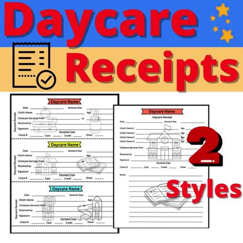 Daycare Receipts Template Resource Preschool Receipt Childcare | TPT