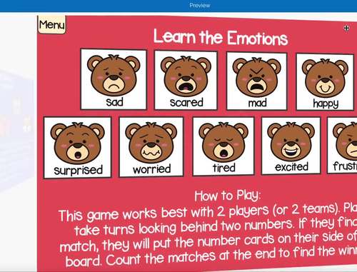 Animal Emotions Memory Games Boom Cards™ Social Pragmatic Language Skills