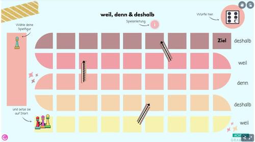 Board Game: sentences with "weil", "denn" & "deshalb" - print & digital