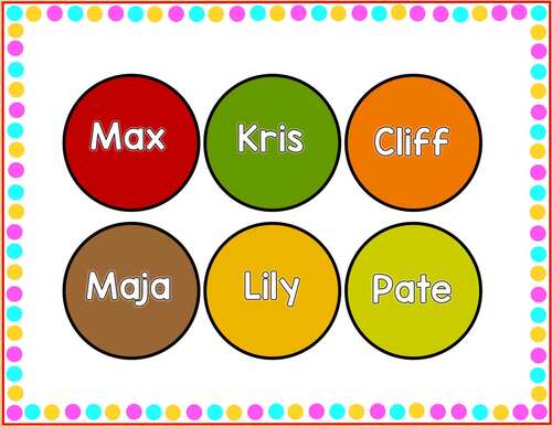Printable Bright Fall Student Name Labels, Round Autumn Classroom Labels