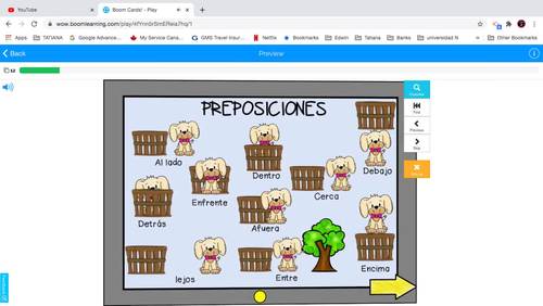 Spanish Boom Cards | Preposiciones de Lugar by Sra Tatiana | TPT