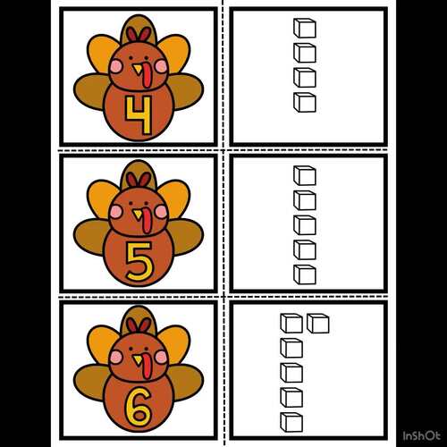 Thanksgiving Turkey Place Value Matching Cards 0–20 | Tens & Ones (K–1)