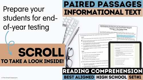 Non-Fiction Paired Passages High School Reading Comprehension BEST ...