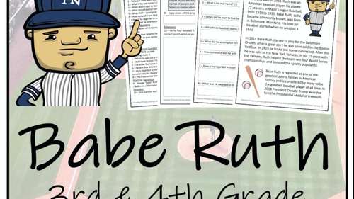 Babe Ruth Close Reading Comprehension Activity | 3rd Grade & 4th Grade