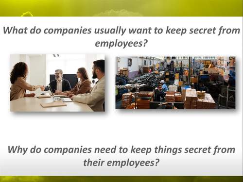 Keeping Confidential Information: Complete ESL Lesson for Mid-level ...