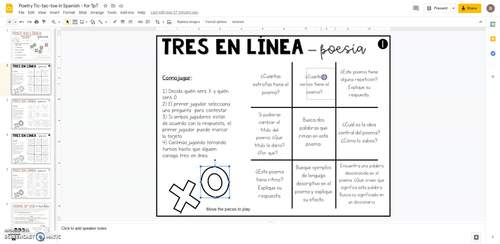 Reading game for poetry - Tic-tac-toe Mini Bundle - English and Spanish