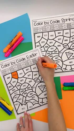 Color by Code: Easter Spring Fun Color by Number Activity for Number Sense