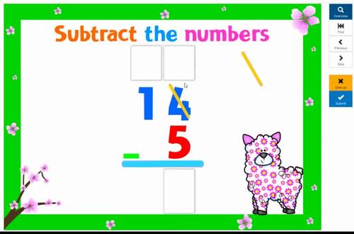 Spring Math 2 Digit by 1 Digit Subtraction to 100 With Regrouping Boom ...
