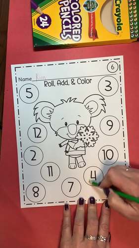 Roll and Color Winter Math Fluency Worksheets Kindergarten or First ...