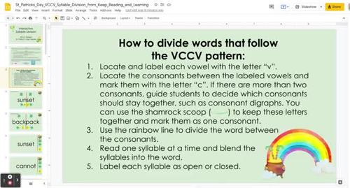 St Patrick's Day Phonics Syllable Division VCCV Pattern March for ...