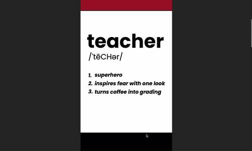 Teacher Definition Poster | Fun Teacher | Classroom Decor | Funny Poster