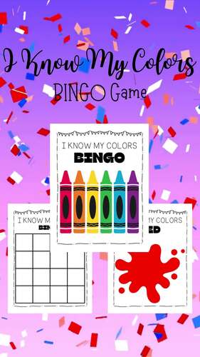 I know my colors BINGO Game-Fun and Interactive Learning Activity!