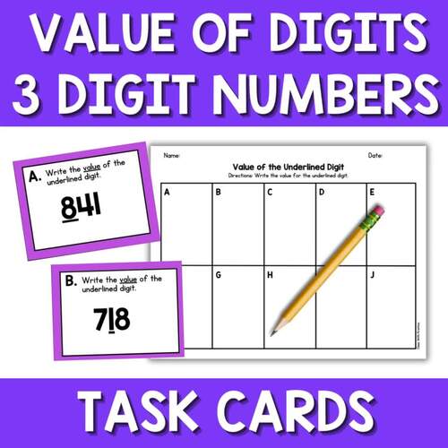 Place Value 3 Digit Numbers Values Scoot Game Task Cards Small Group ...