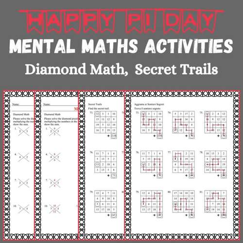 Pi Day Activities Fun Mental Maths Diamond Math & Secret Trails No Prep