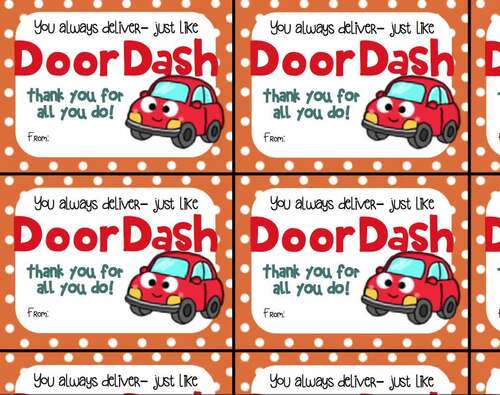 DoorDash Teacher (Staff) Appreciation Gift Tag- You always deliver ...