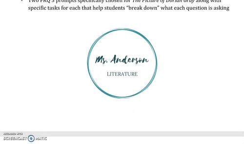 AP Literature FRQ 3 Prompt Essay Writing Prep The Picture of Dorian Gray