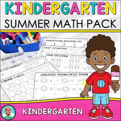 Kindergarten Summer Review Packet | Math by The Playbook | TPT