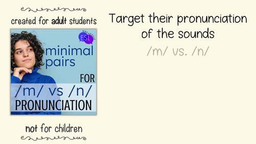 M vs. N Minimal Pairs – Pronunciation Presentation & Activities for ...