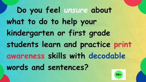 Print Awareness Decodable Literacy Center Activities - K & 1 - Packet 2