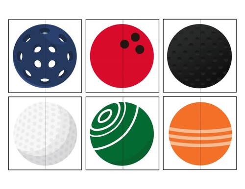 Sports Balls Cut and Match Puzzle: Montessori Toddler Game Cutting Activity