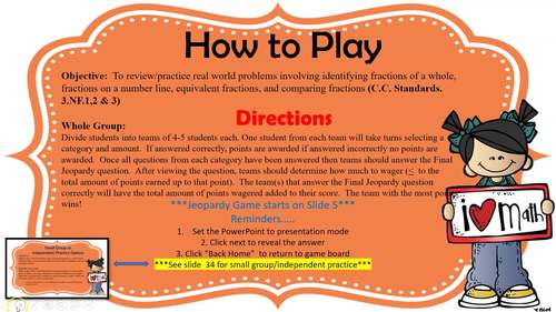 Jeopardy - 3rd Grade Operations & Fractions (2 in 1 Game) | TPT