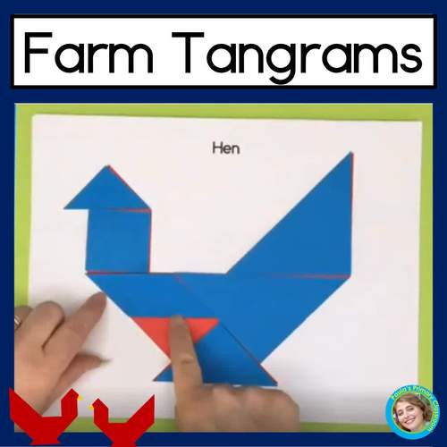 Farm Tangram Puzzles | 2D Shapes Math Center | Printable Tangrams