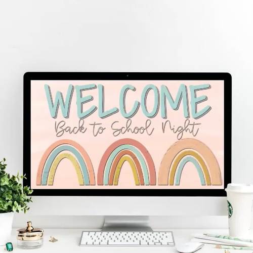 Meet the Teacher Back to School Night Digital Slideshow Boho Rainbow
