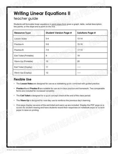 Writing Linear Equations Lesson (Point-Slope Form) by Math Beach Solutions