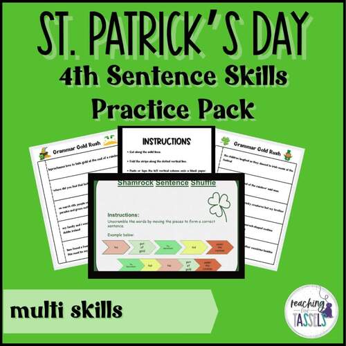 4th grade St. Patrick's Day Sentence Skills Practice Pack by Tanya Peck