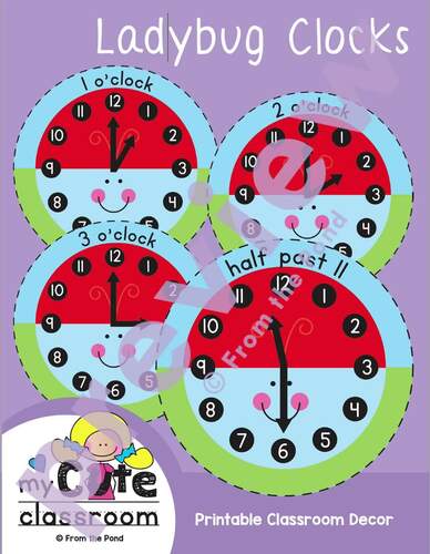 Clocks for Hour and Half Hour Time by From the Pond | TPT