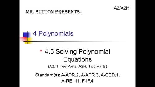 Solving Polynomial Equations by Mr Sutton Presents | TPT