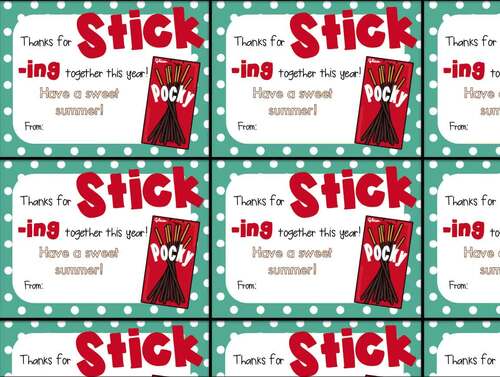 Cute Pocky Chocolate Sticks End of Year (EOY) Gift Tag | TPT
