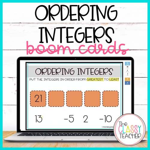 Ordering Integers Boom Cards by The Classy Teacher | TPT
