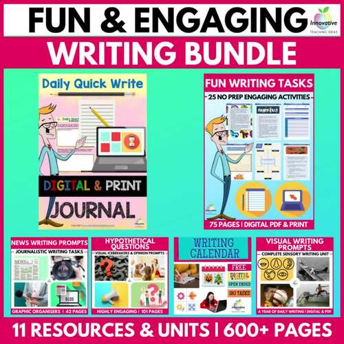The Ultimate Fun Writing Bundle | No Prep | Quick Write Journals | Zero ...