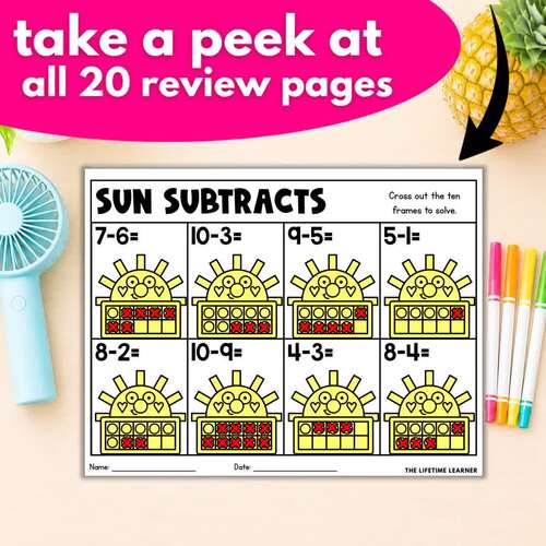 Kindergarten Summer Math Packet No Prep Activities End of Year Math Review