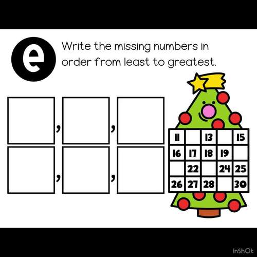 Holiday Ordering Numbers to 120 Math No Prep Task Cards for 1st Grade