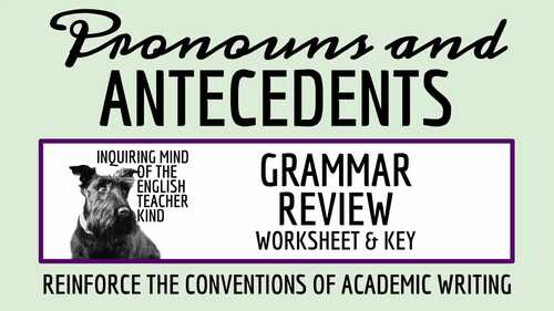 High School Grammar Practice Worksheet on Pronoun-Antecedent Agreement